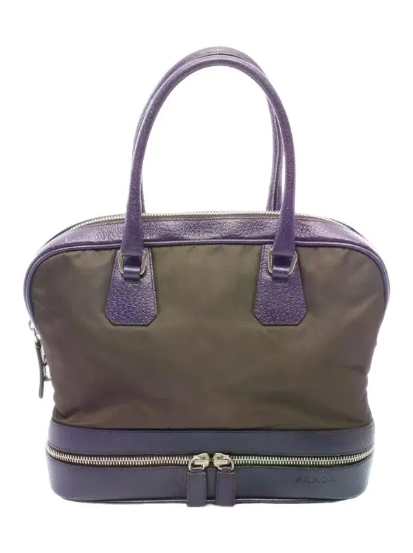 Prada Leather Trimmed Tote Bag - Green