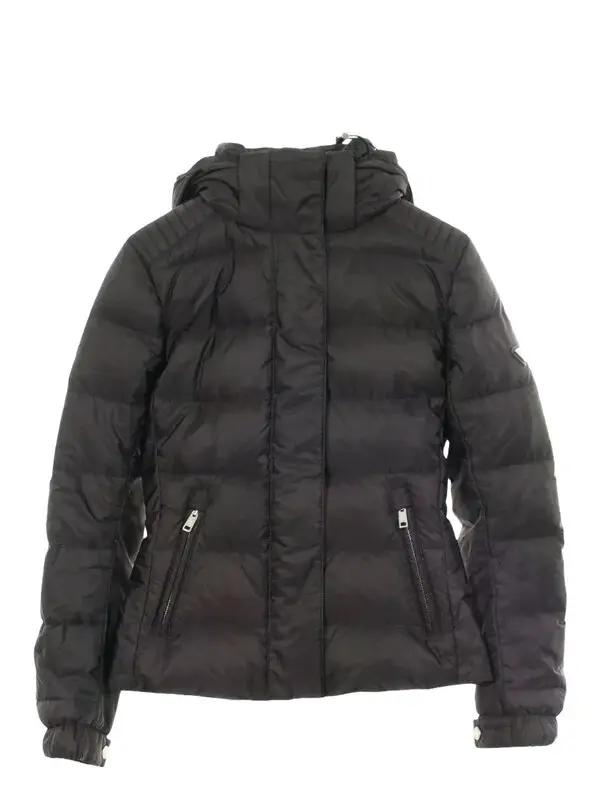 Prada Quilted Puffer Jacket With Logo Plate - Black