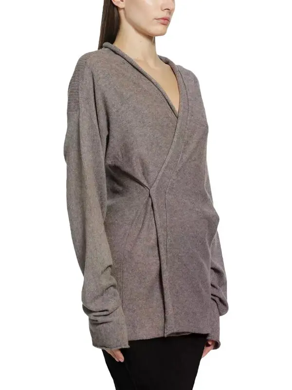 YEHUAFAN Ribbed Wrap Cardigan - Grey