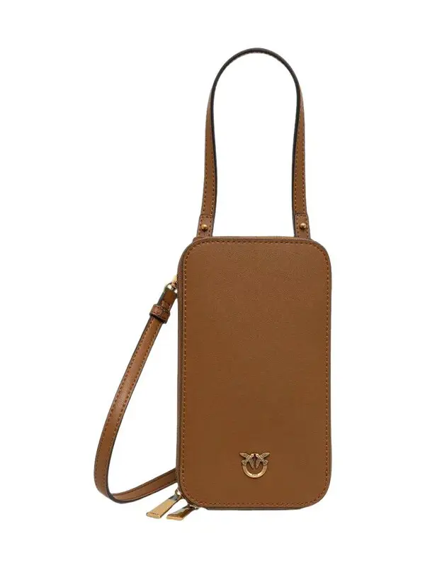 Pinko Love Birds Leather Phone Bag - Brown