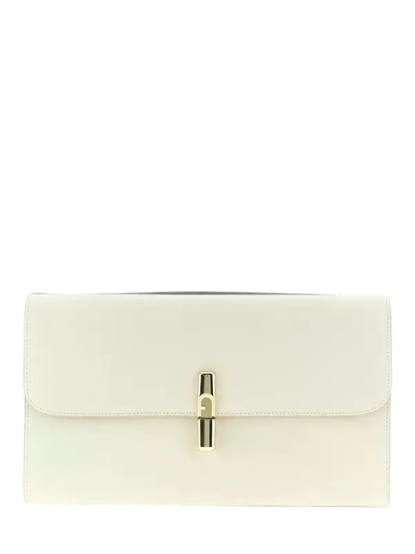 Furla Iride Textured Leather Clutch - Neutrals