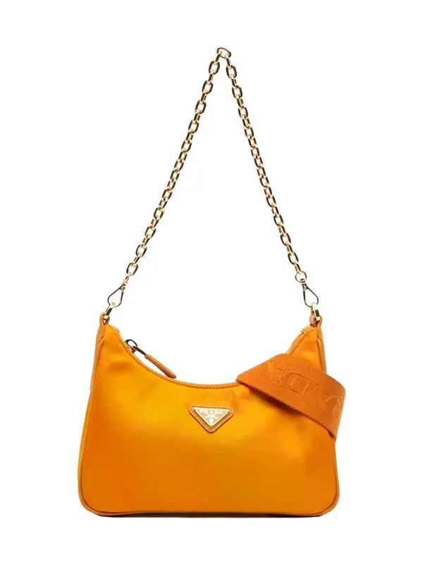 Prada Re-nylon Re-edition 2005 Satchel With Saffiano Leather Trim - Orange