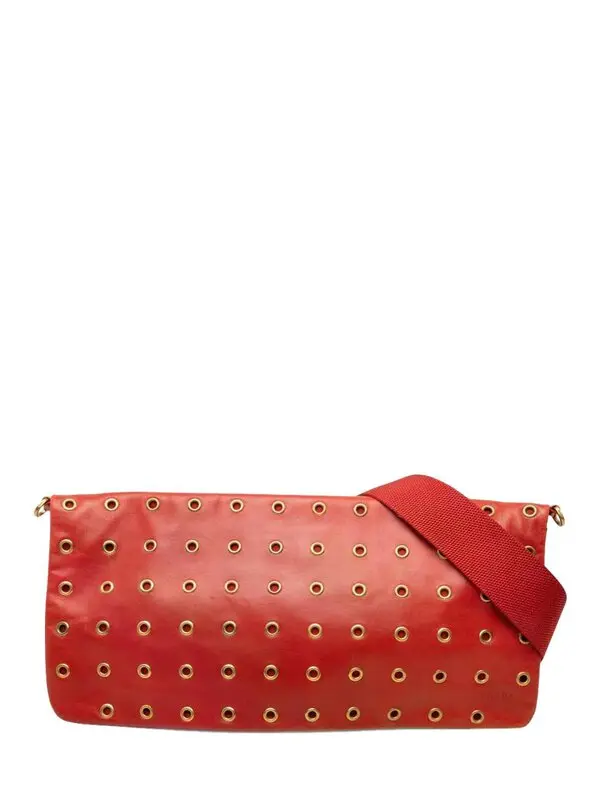 Prada Nappa Grommet Shoulder Bag - Red