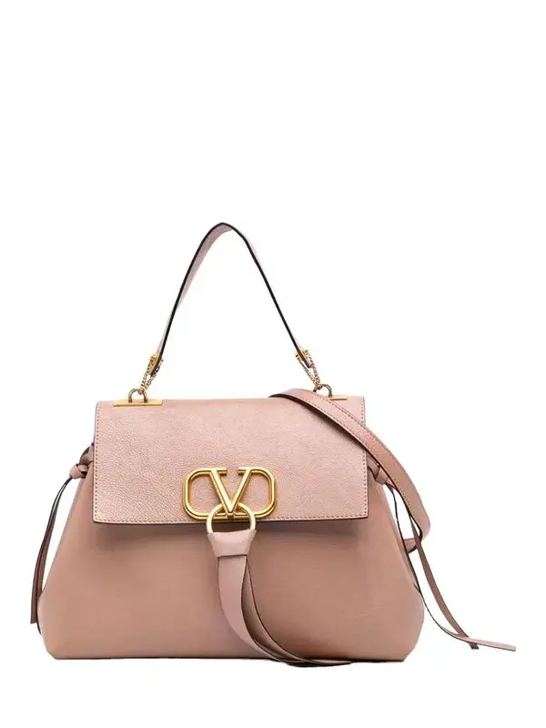 Valentino Garavani Medium Grained Calfskin Vring Top Handle Bag - Brown