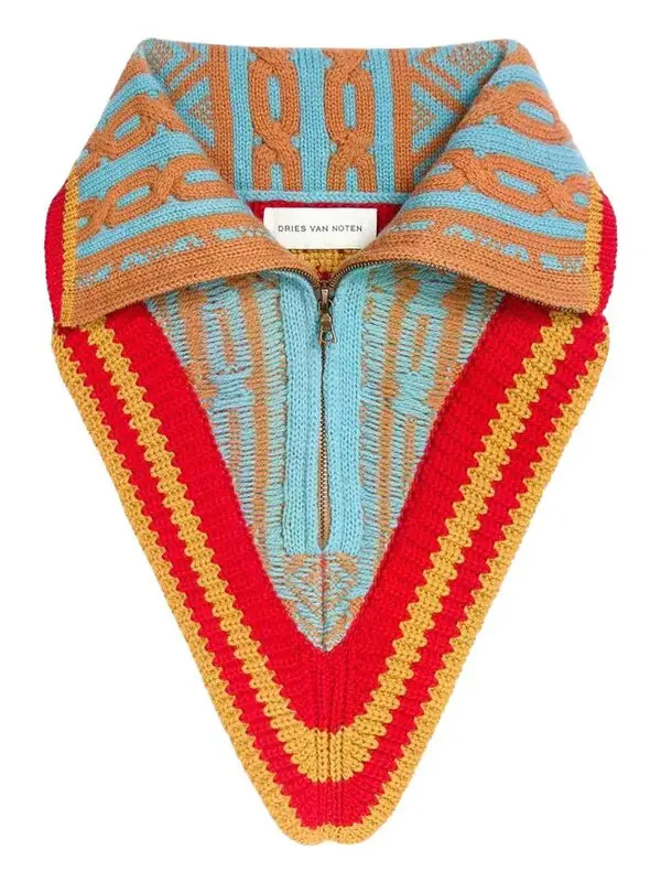 Dries Van Noten Jacquard Wool Collar - Red