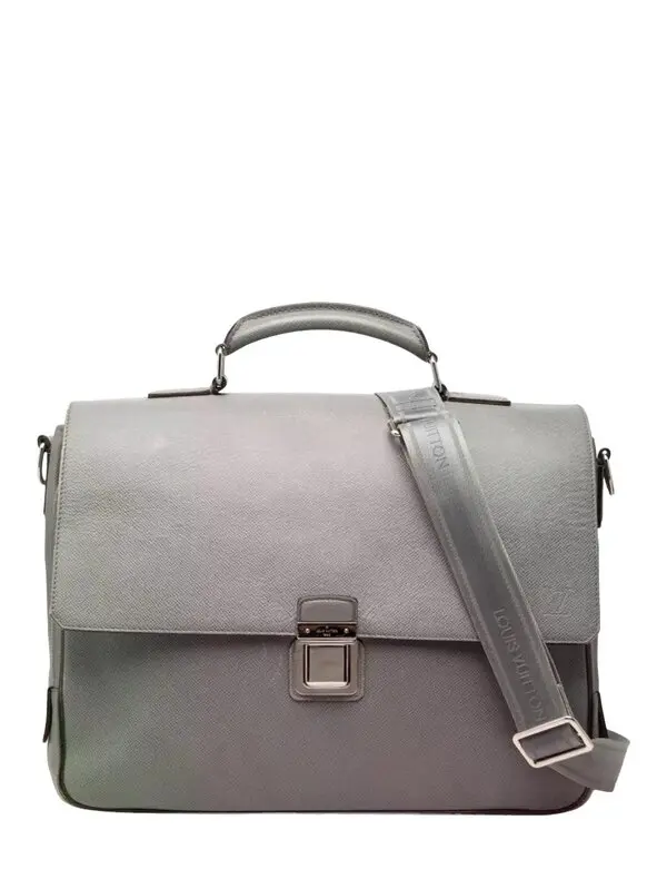 LOUIS VUITTON Taiga Leather Vassili Gm Business Bag - Grey