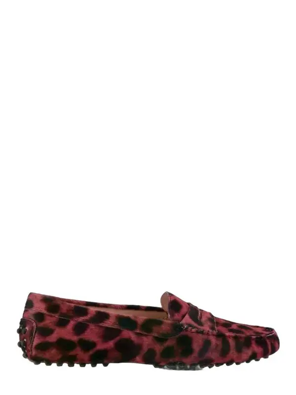 TOD'S Leopard-print Gommino Loafers - Red