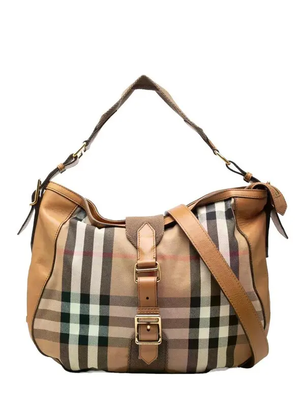 Burberry House Check Canvas Ashwood Hobo Satchel - Neutrals