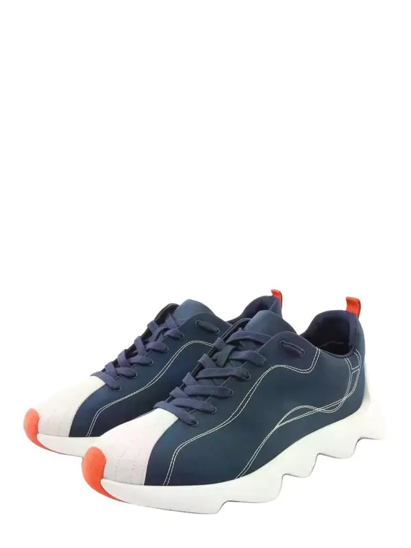 Hermès 2020s Navy Suede Panel Lace-up Sneakers - Blue