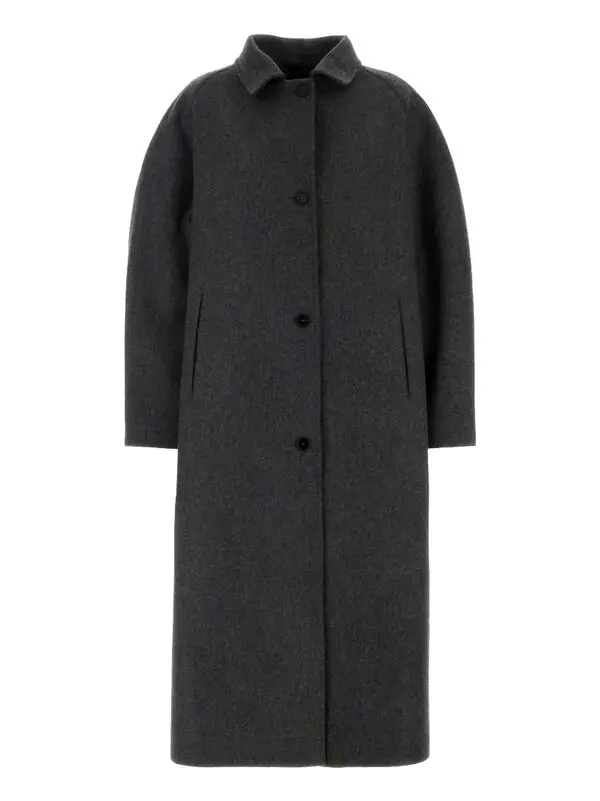 JIL SANDER Double Compact Wool Coat - Grey