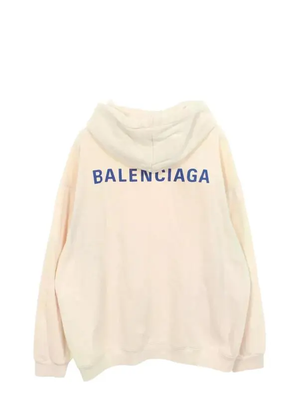 Balenciaga 2000s Logo Print Cotton Hoodie - Neutrals