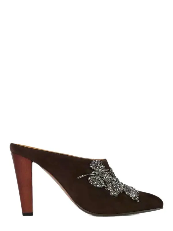 Ralph Lauren Ashtyn Embellished Suede Mules - Brown