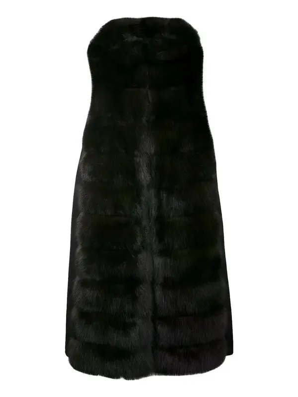 MANZONI 24 Hooded Sleeveless Fur Jacket - Brown