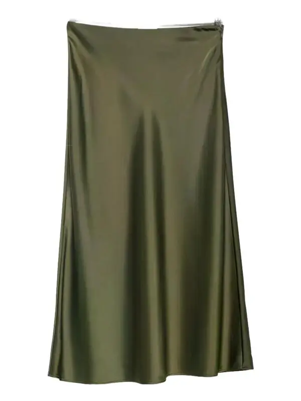 MAISON123 Satin Finish Flared Maxi Skirt - Green