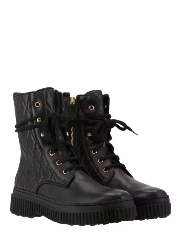 TOD'S Quilted Lace-up Boots - Black