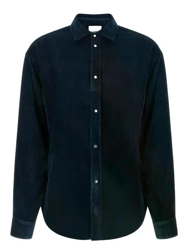 NUDE Velvet Texture Snap-button Shirt - Blue