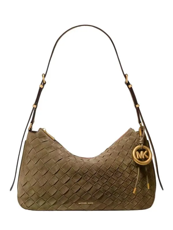 Michael Kors Woven Leather Shoulder Bag - Green