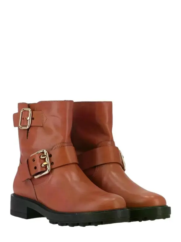 TOD'S Buckle-strap Leather Boots - Brown