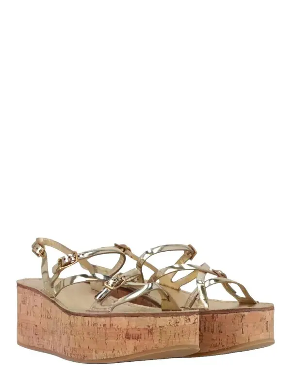 TOD'S Metallic Platform Wedge Sandals - Gold
