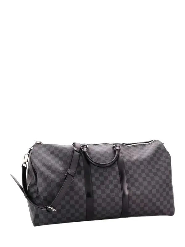 LOUIS VUITTON Keepall Bandouliere 55 Travel Bag In Damier Graphite - Black