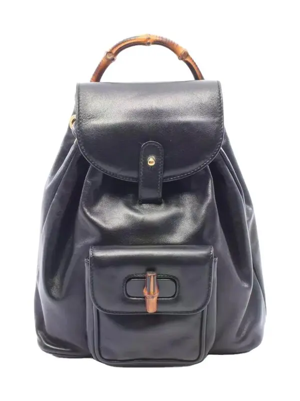 Gucci Bamboo Line Leather Backpack - Black