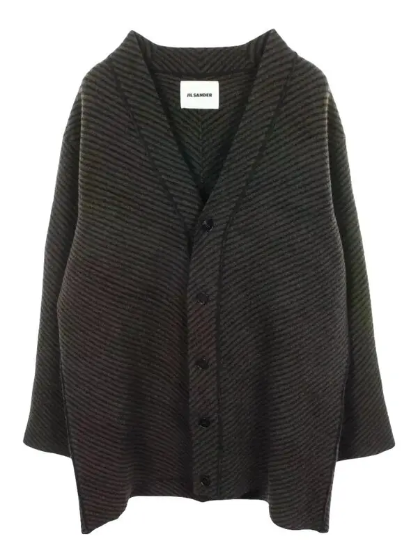 JIL SANDER Striped Wool Cardigan - Green