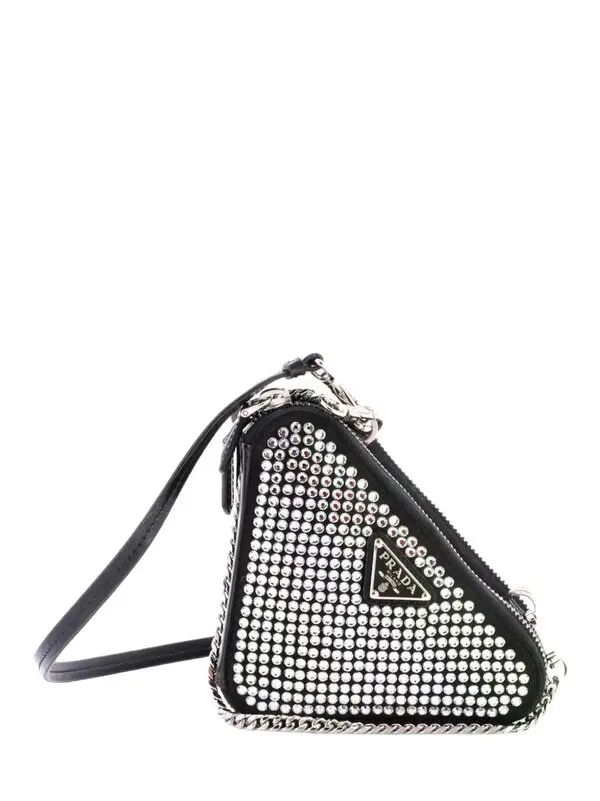 Prada Embellished Satin Mini Pouch - Black