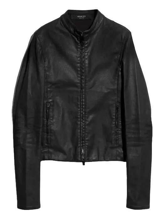 Gucci Coated Stretch Cotton Twill Denim Jacket With Interlocking G Embroidery - Black