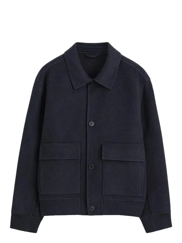 Cos Double-faced Wool-blend Bomber Jacket - Navy