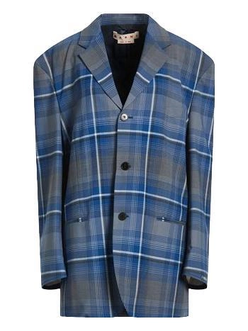 Marni Single-breasted Checked Blazer - Blue