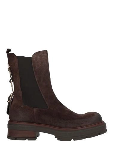 FABRIZIO CHINI Dark Suede Chelsea Boots With Embellishments - Brown