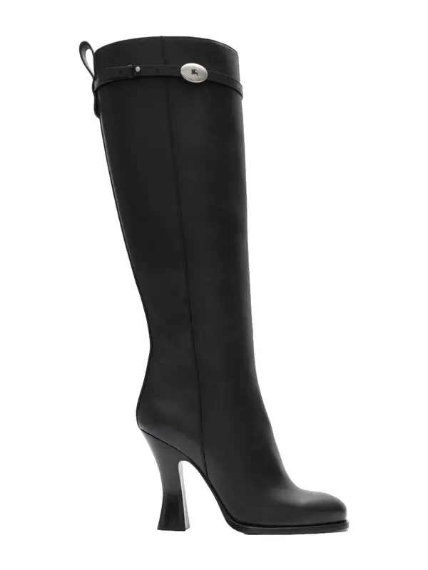 Burberry Leather Pillar Knee-high Boots - Black