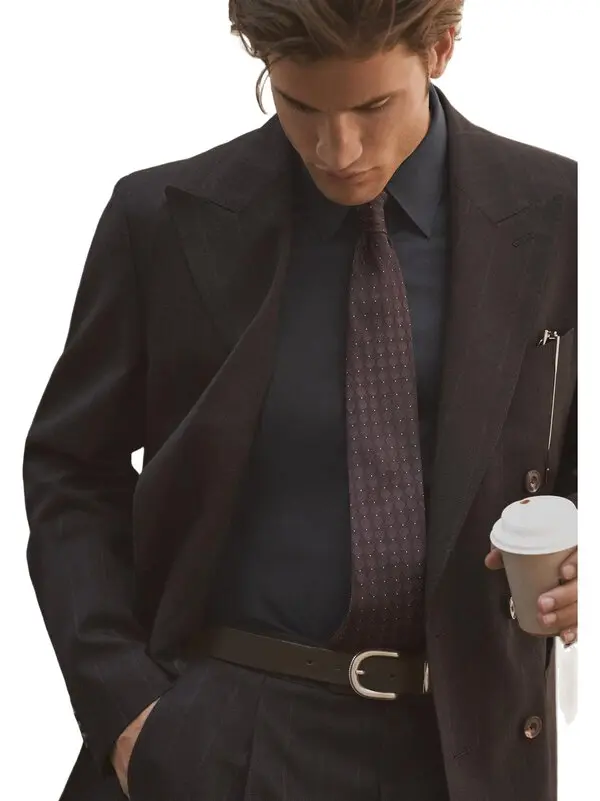 REISS Valley Classic Fit Wool Double-breasted Pinstripe Suit Blazer - Navy