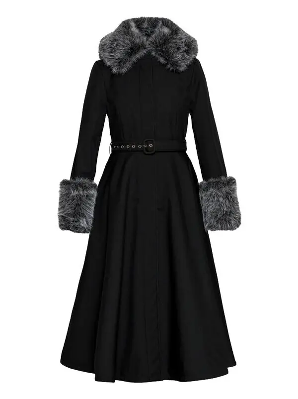 RAINSISTERS Limited Edition Winter Coat With Removable Faux Fur - Black