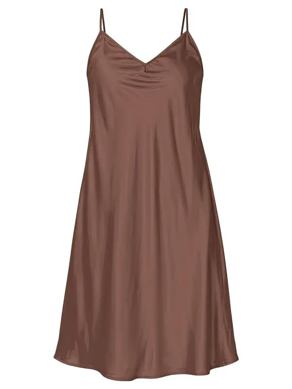 SANTE GRACE Bias Cut Bamboo Blend Slip Dress - Brown