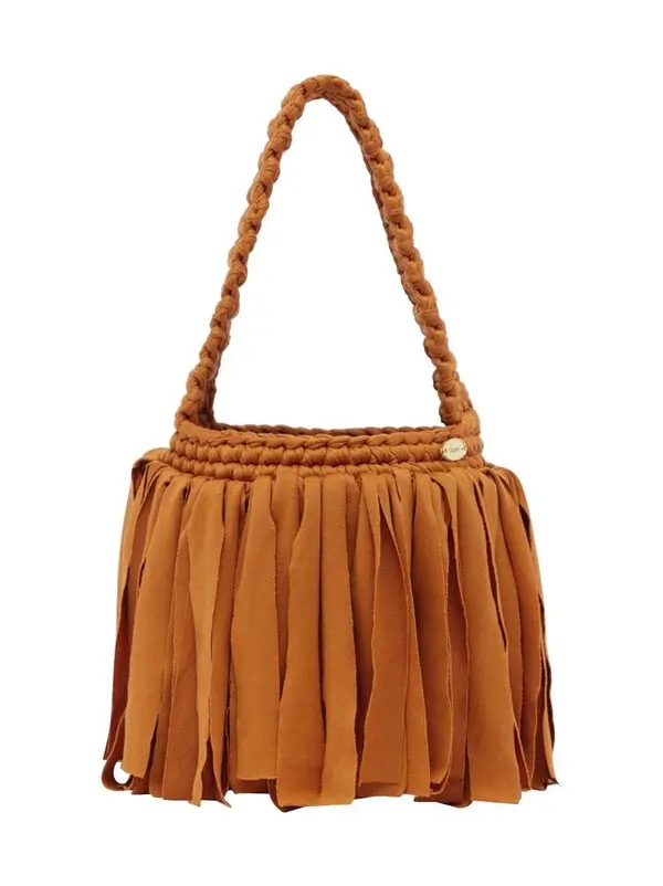 GUNES SWIM Burnt Bucket Bag With Fringe - Orange