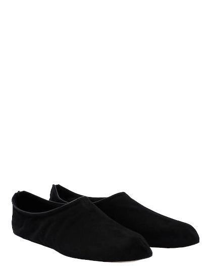 THE ROW Stellene Suede Slip-on Shoes With Back Zipper - Black