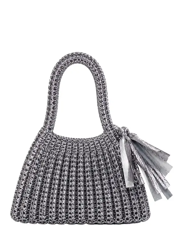 GUNES SWIM Metallic Crocheted Handbag With Tassel Detail - Grey