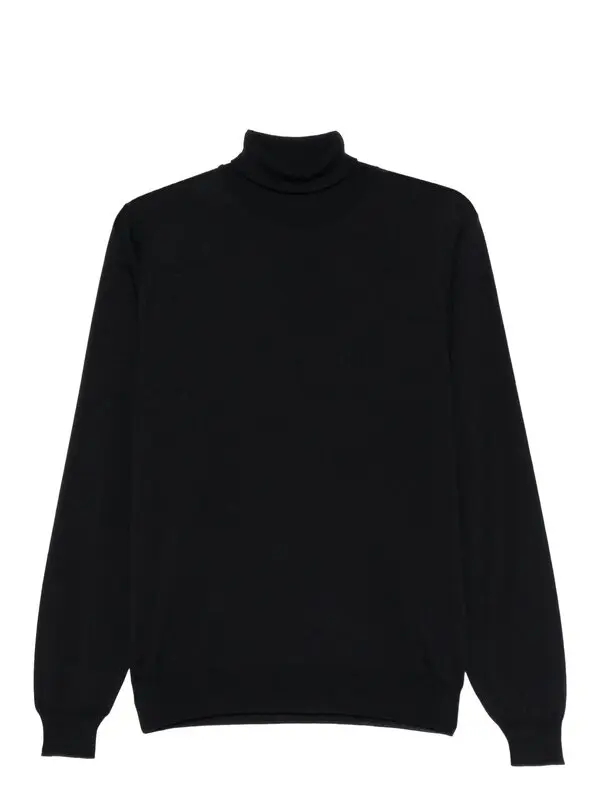 LARDINI Wool Turtleneck Sweater - Black
