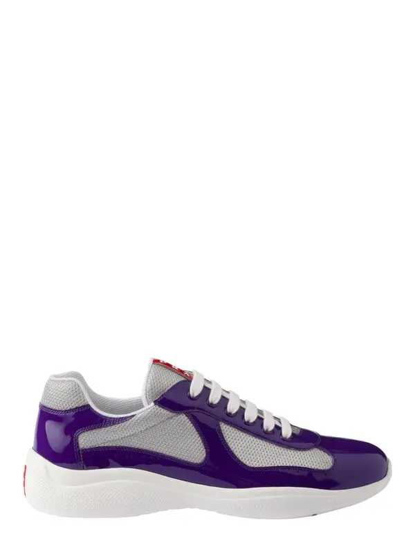 Prada America's Cup Sneakers In Patent Leather And Technical Fabric - Violet/silver