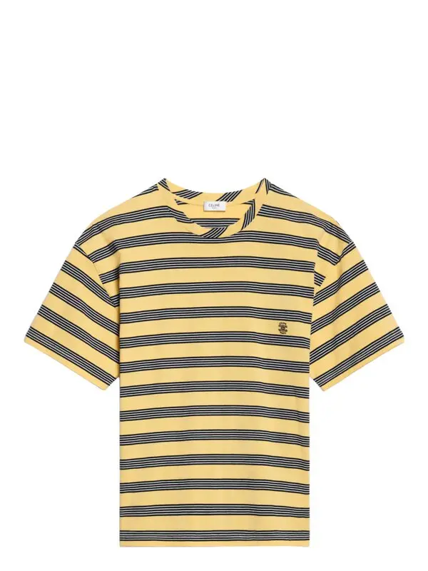 Celine T-shirt In Striped Cotton Jersey - Nude