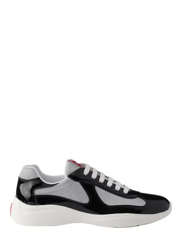 Prada Patent Leather And Technical Fabric America's Cup Sneakers - Black/silver