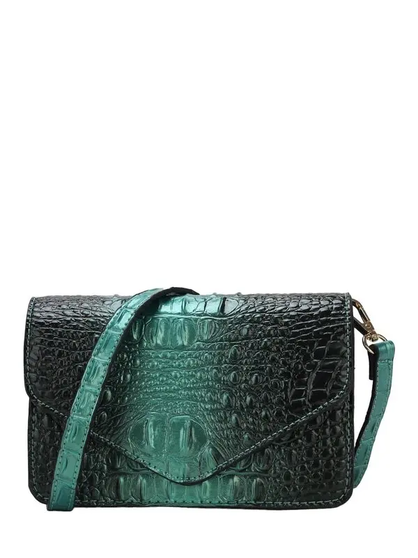 MKF COLLECTION - J'OMOR Vanta Croc-embossed Saddle Bag - Green