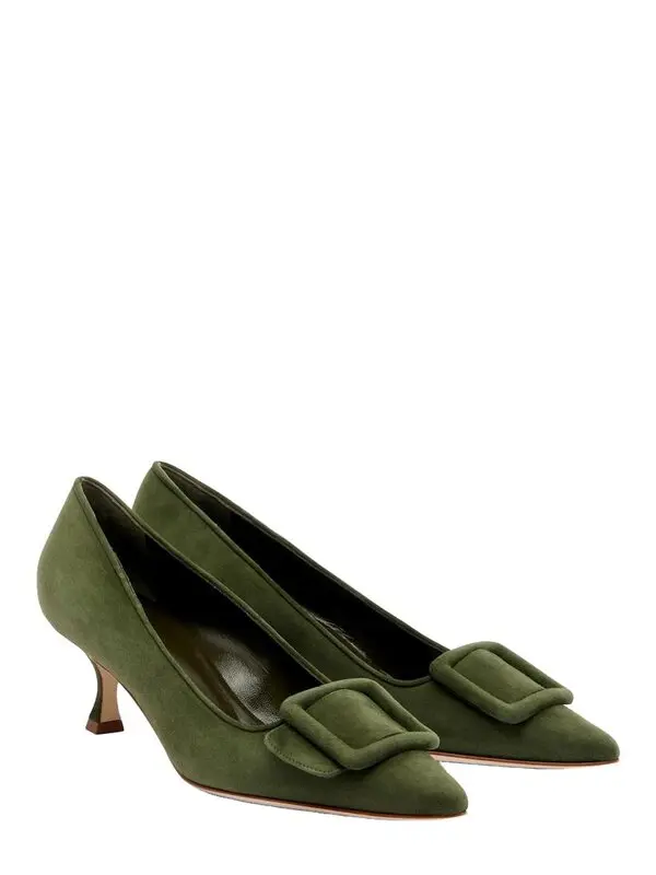Manolo Blahnik Maysale Suede Pumps - Green