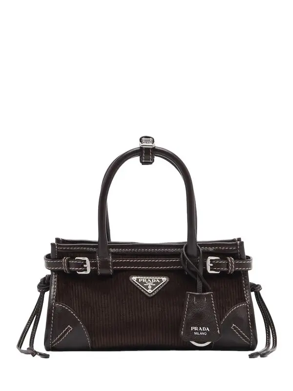 Prada Bonnie Small Corduroy Top-handle Bag - Brown
