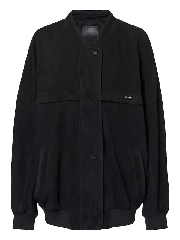 Prada Oversized Suede Bomber Jacket - Grey