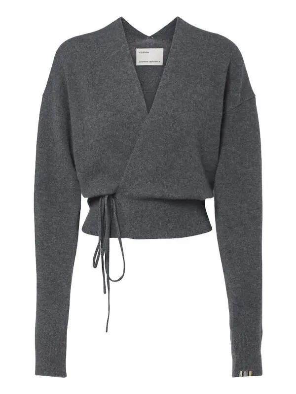 Extreme Cashmere N°516 Ella Cashmere-blend Wrap Cardigan - Grey