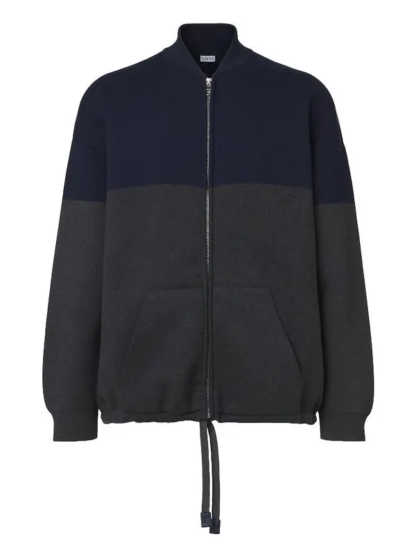 Loewe Anagram Cotton-blend Zip-up Cardigan - Blue