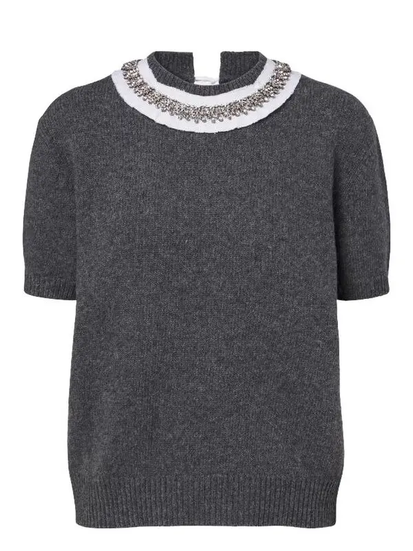 Prada Embellished Wool And Cashmere Sweater - Grey