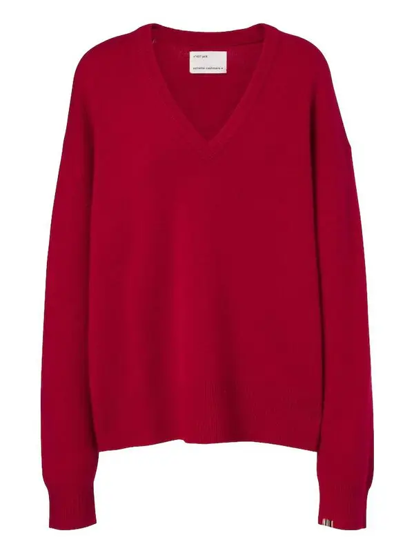 Extreme Cashmere N°457 Jack V-neck Cashmere-blend Sweater - Red